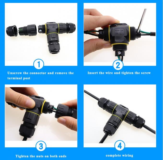 T Type 5 Pin Waterproof Electrical Connectors Cable Junction Box IP68 5 ...