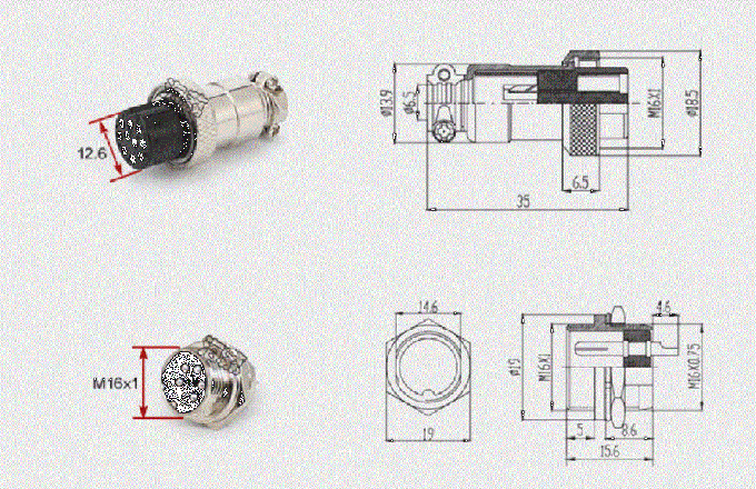 Gx16 Aviation Connectors 9 Pins Male And Female Sets Aircraft Cable ...