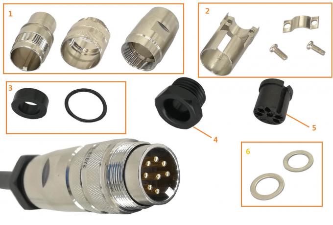 AISG C485 Male End 8 Pins M16 Waterproof Connector / Free Connector ...