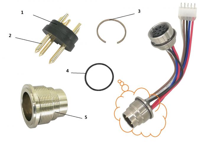 AISG C485 Style A1 Connector Assembly Male End 5 Pins M16