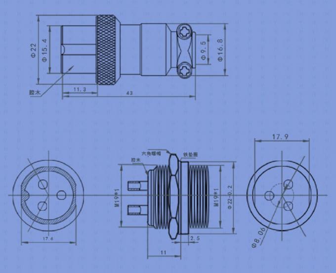 Front Mounting Circular Gx20 Connector Male & Female Kits 2~10 / 12/ 14 ...