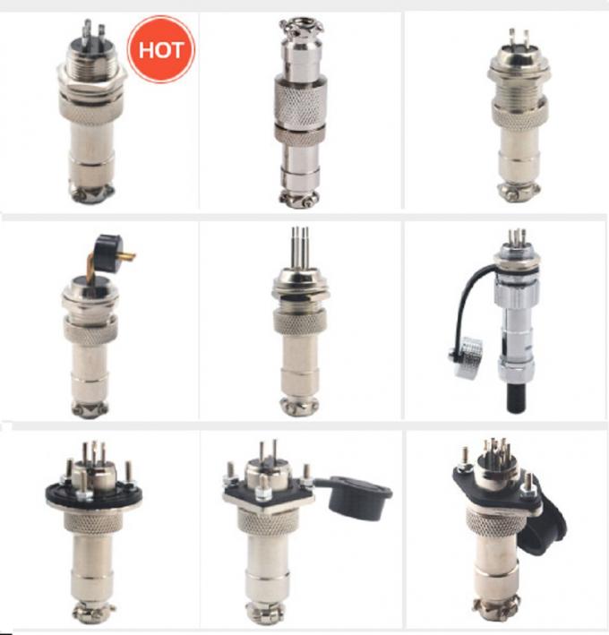 Zinc Alloy 7 Pin Gx12 Aviation Connector With Square Flange Male And ...