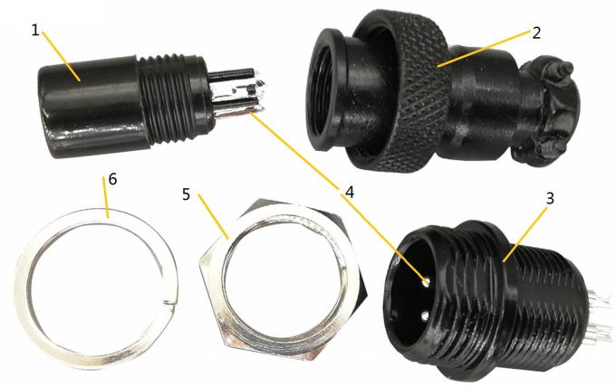 GX 12 Aviation Connector Black Color 5 6 7 Pin M12 Panel Mounting ...