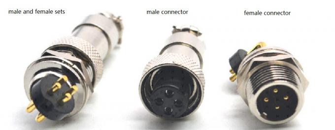2~7 Pin PCB Welding GX12 Aviation Connector With Right Angle Pins 3A 200V