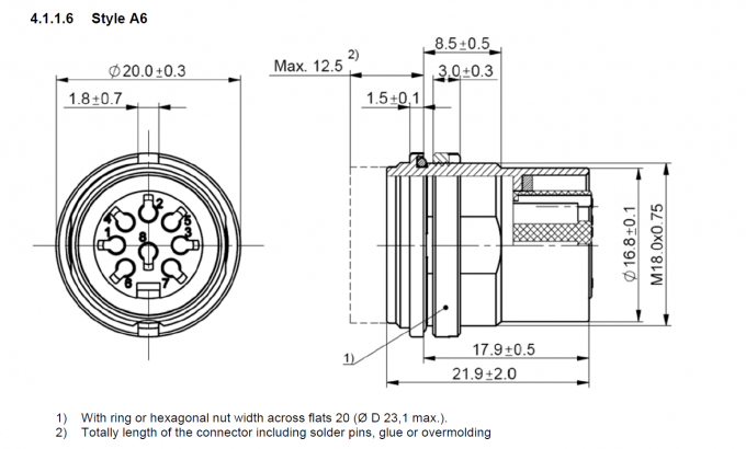 IP68 RET Cable AISG Fixed Connector AISG C485 A5 Male To A6 Female ...
