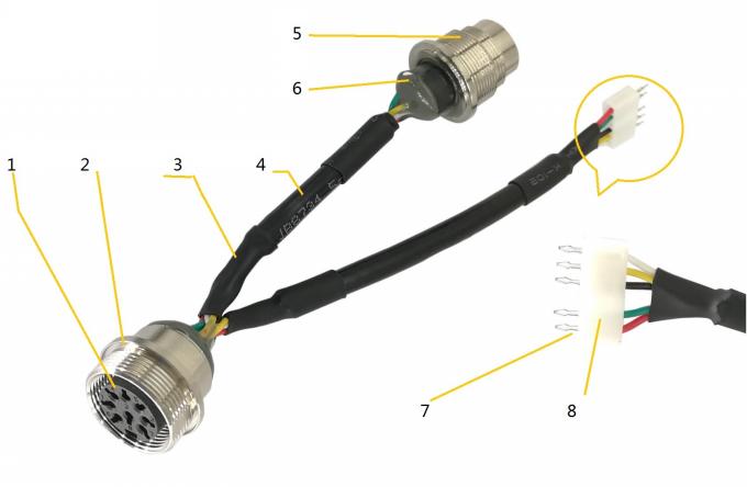 22AWG Wire Gauge RET Cables Male To Female AC 500V With SCN2.54-6P Plug
