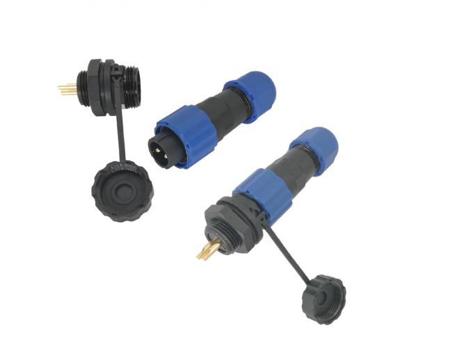 Ip68 Waterproof Power Cable Connector , 2 Pin M13 Panel Mounting Connector