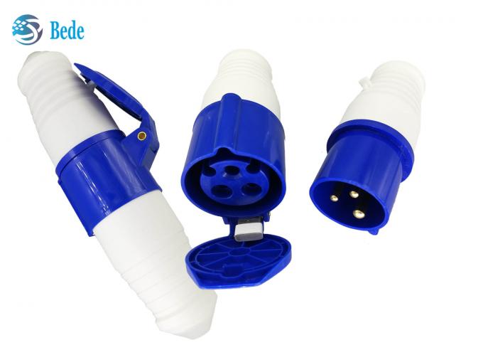 Single Phase Industrial Plug And Socket P+N+E Blue Color 220-250V 16A ...