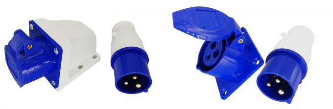 Single Phase Industrial Plug And Socket P+N+E Blue Color 220-250V 16A ...