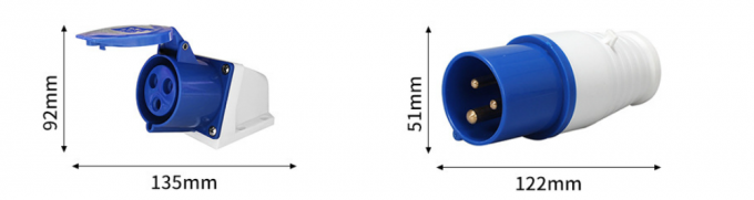 220-250V 16A Industrial Connector Male And Female Single Phase 2P+E ...