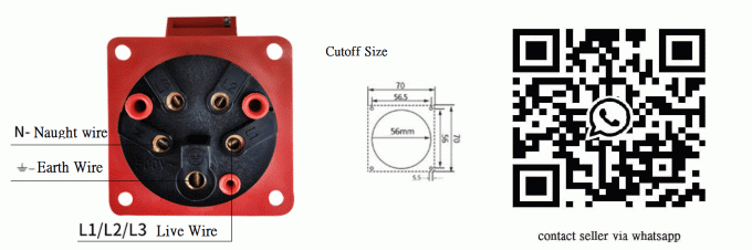 5 Pins Industrial Plug & Socket Industrial Power Connector IP44 AC380 ...