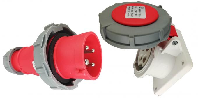 4 Pins 3P+E 16Amp Industrial Power Outlet and Panel Mounting socket IP67