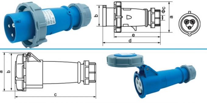 Single Phase 3pin Industrial Plug Socket - with Standard ICE60309 220 ...