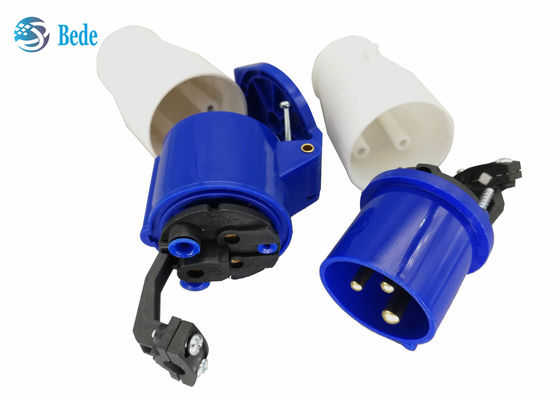 Single Phase Industrial Plug And Socket P+N+E Blue Color 220-250V 16A ...