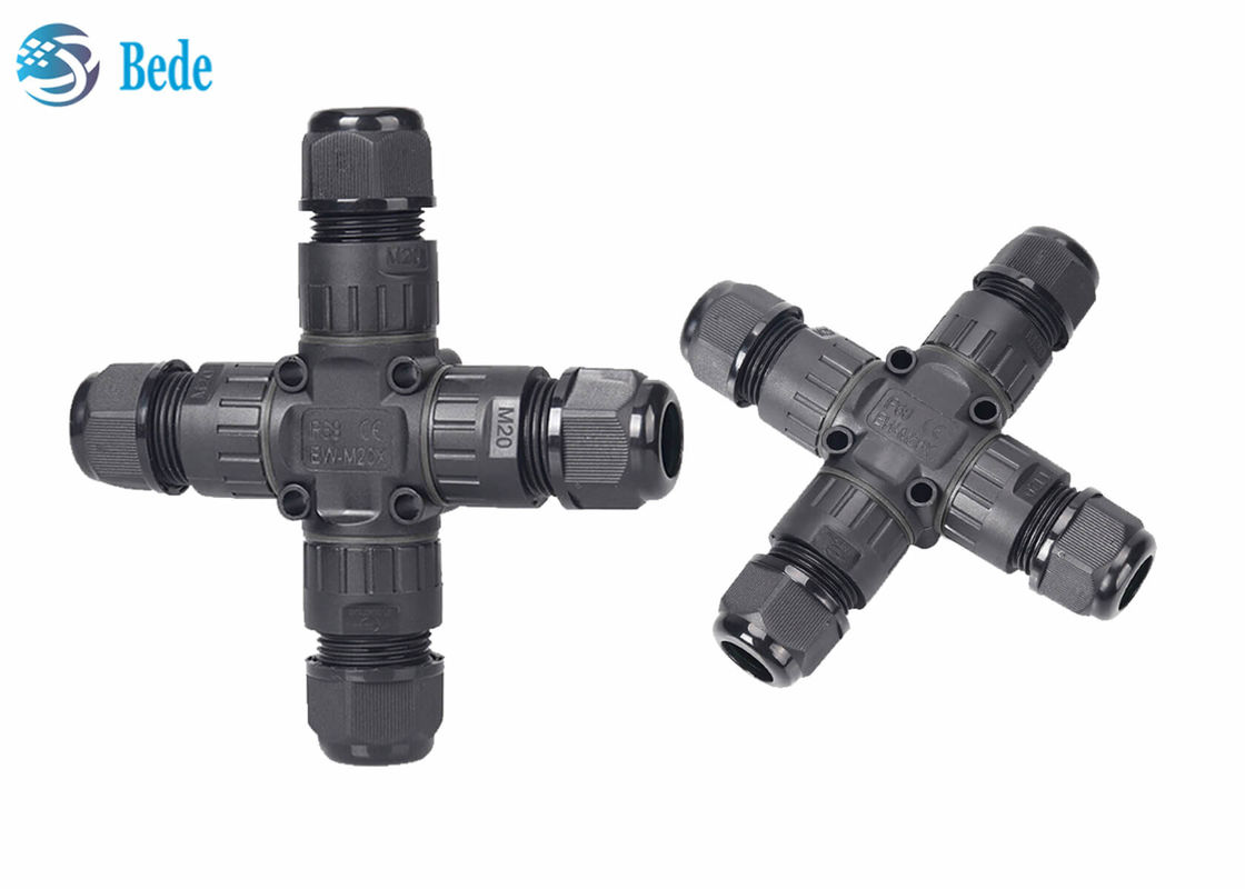 IP68 Waterproof Cable Connectors X Type 4-Channel 2-Poles For Outdoor ...