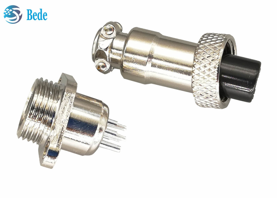 Zinc Alloy 7 Pin Gx12 Aviation Connector With Square Flange Male And ...