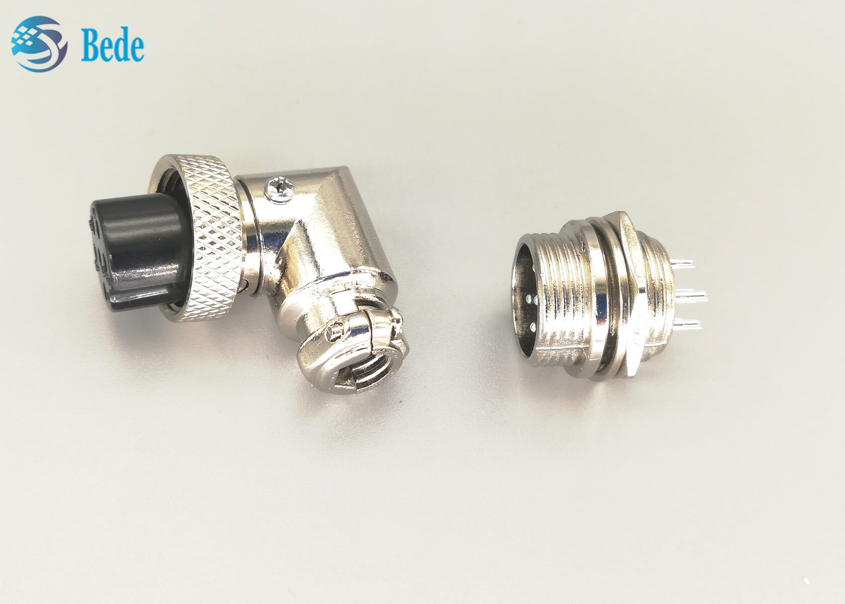 Silver Plated Aviation Connector Plug gx16 6 Pins Male And Elbow Female ...