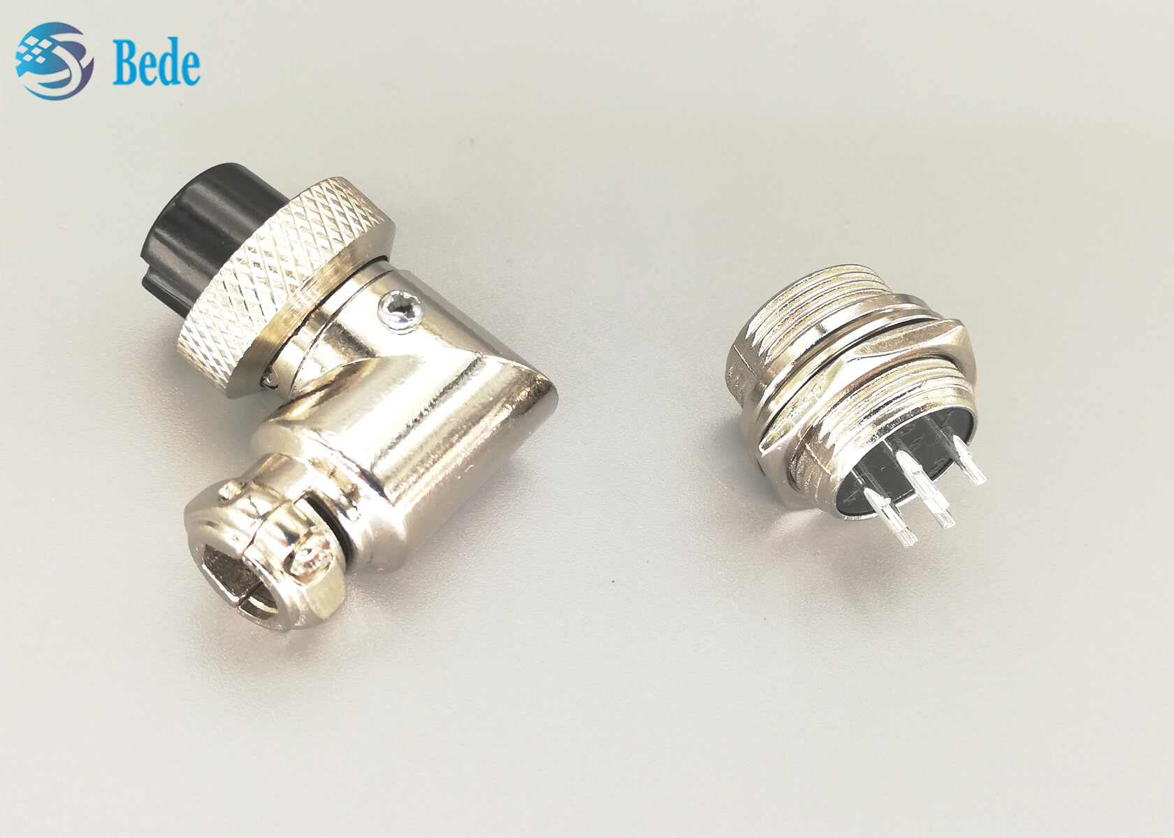 Silver Plated Aviation Connector Plug gx16 6 Pins Male And Elbow Female ...