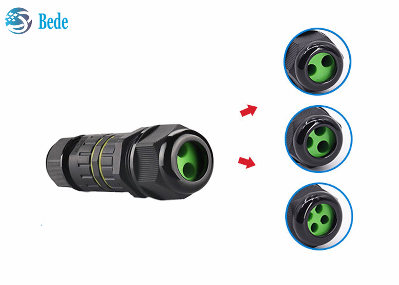 IP 68 Waterproof Cable Connectors 3 Pins Output 2~4 Wires Withstand ...