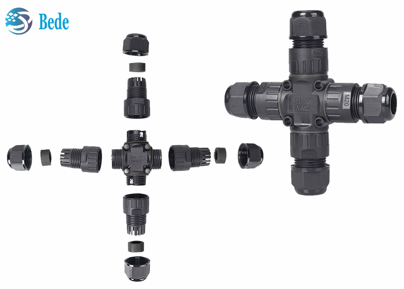 X Type 4-Channel Ip68 Waterproof Connector 3 - Poles Ideal For 3 Pin Wires