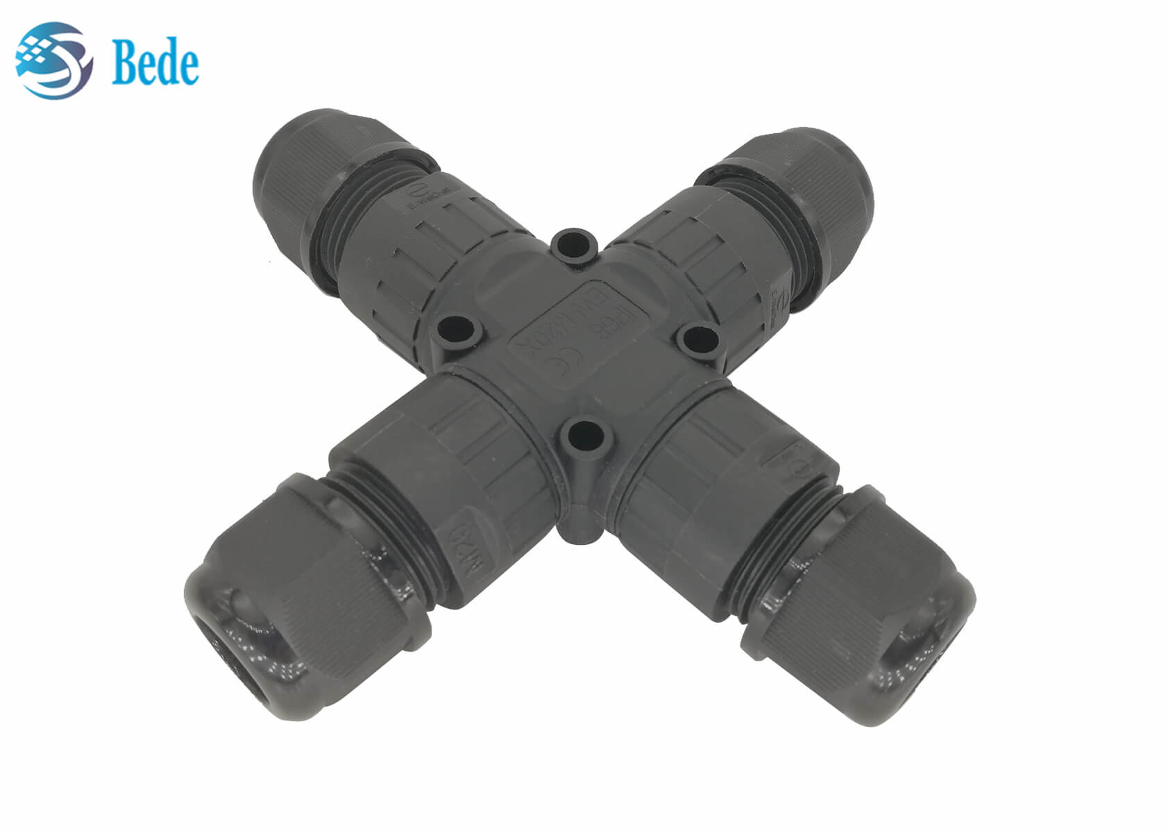 IP68 Waterproof Cable Connectors X Type 4-Channel 2-Poles For Outdoor ...