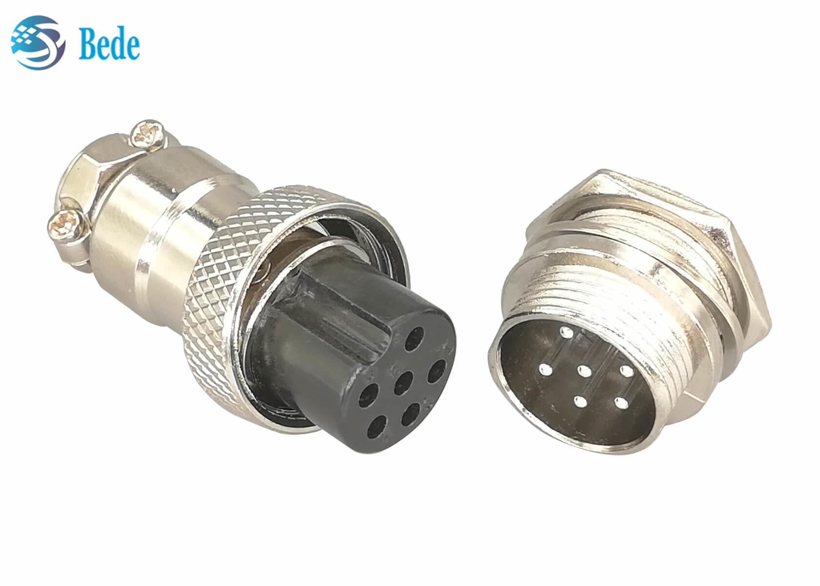 Male And Female Gx16 6 Pin Connector Straight Silver Plated Plug