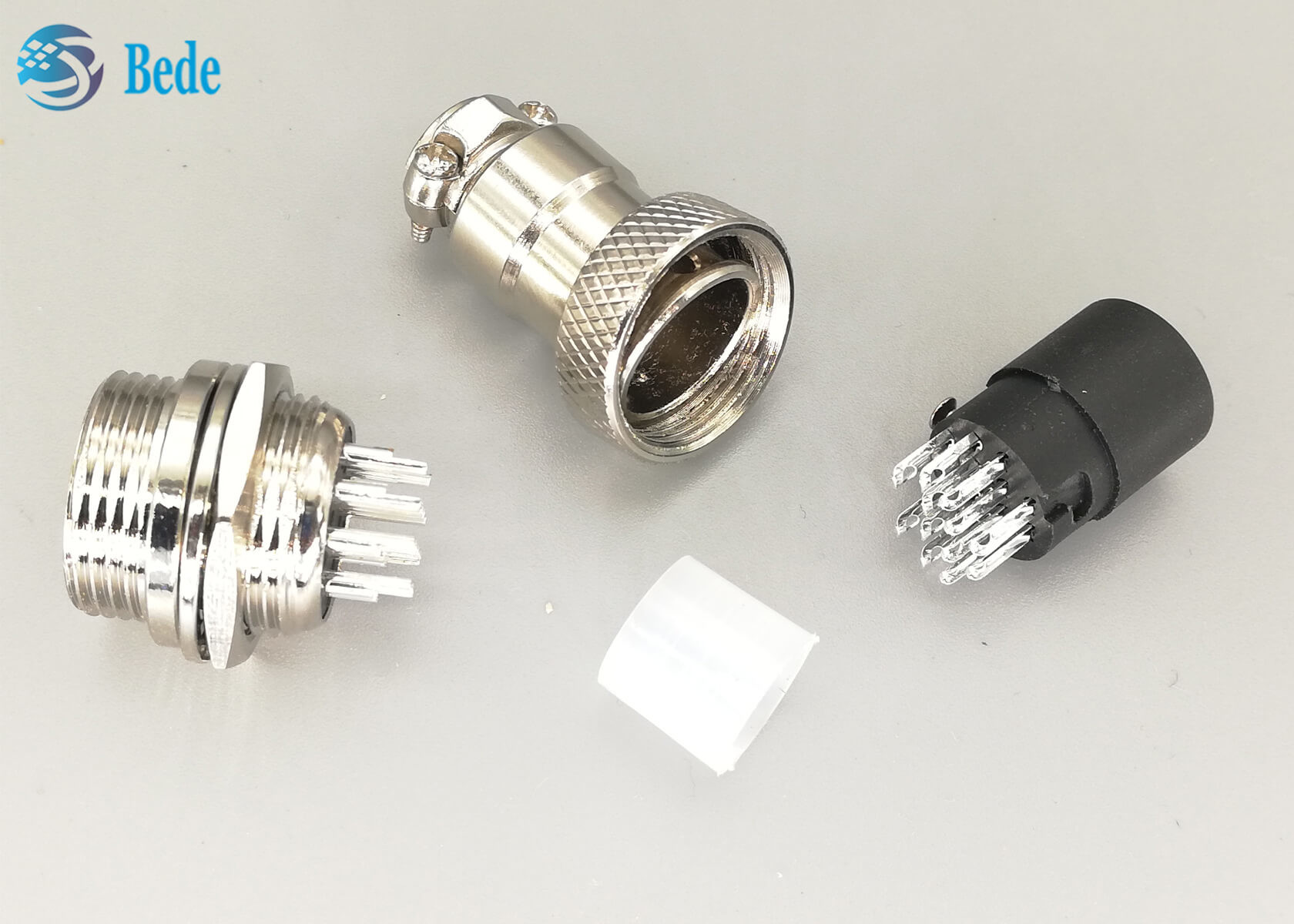 12 Pin Male And Female Gx16 Aviation Connector Straight Silver Plated Plug