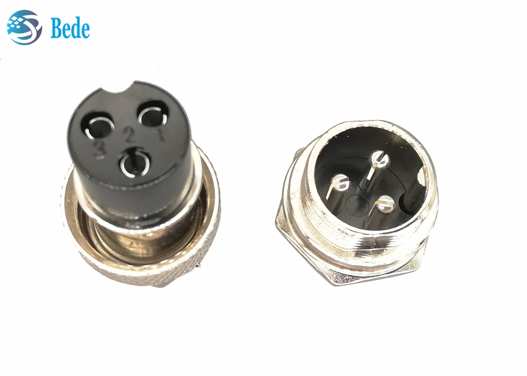 Circular Gx16 3 Pin Connector Plug And Socket Kits 16MM Front Mounting