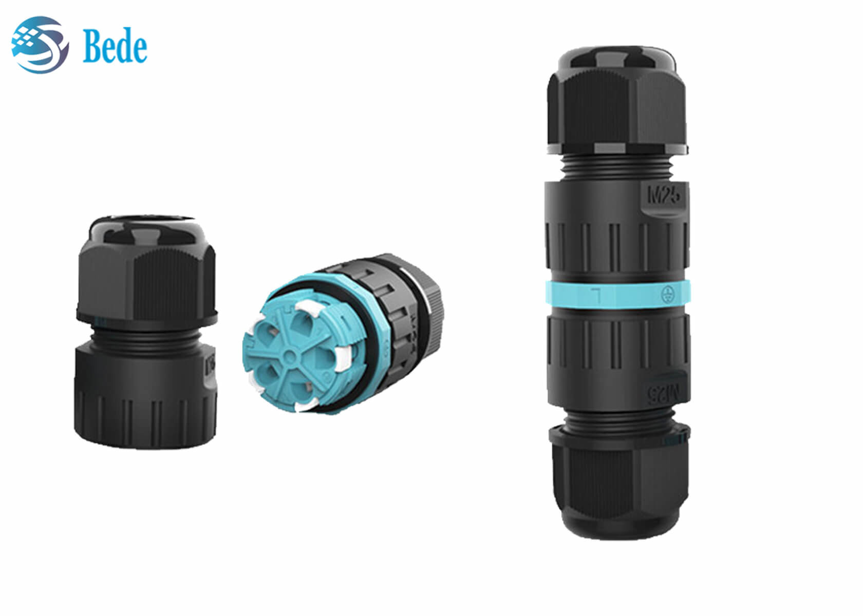 M25 Quick Wiring Screwless Waterproof Cable Connectors 2 3 4 5 Pins 2 ...