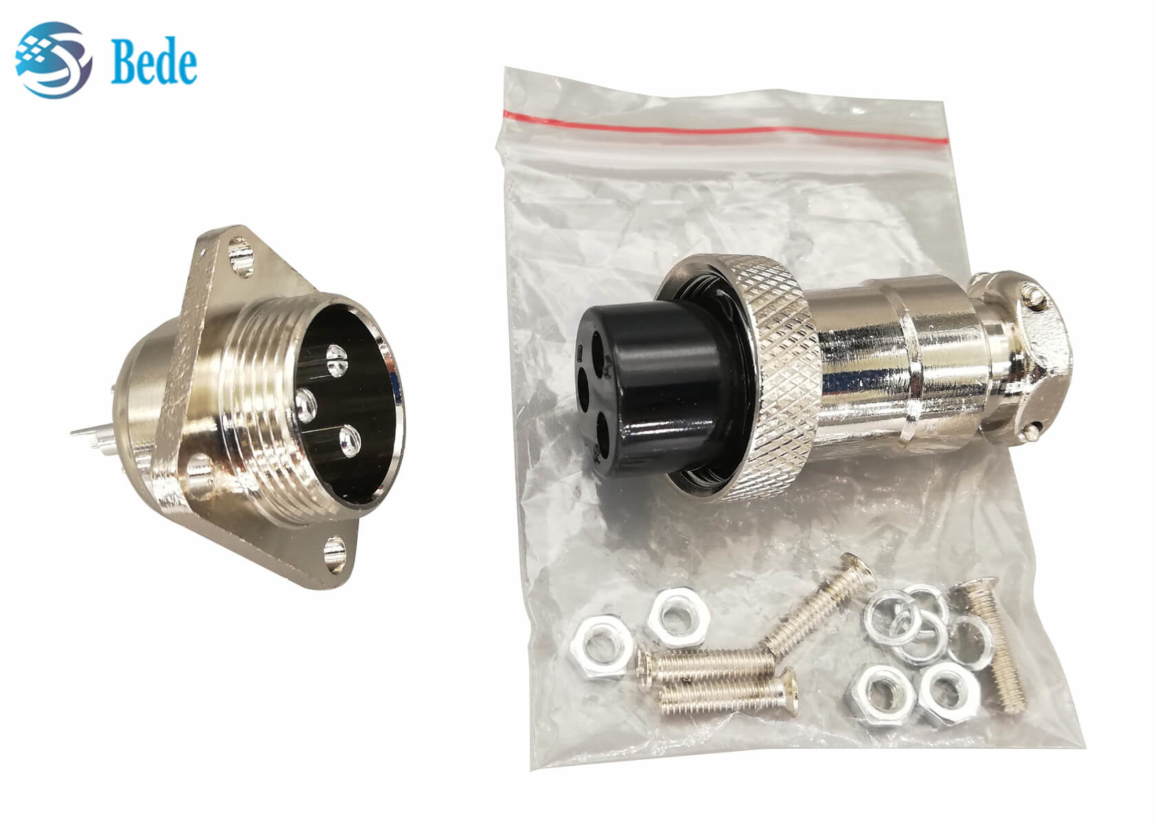 Panel Mount Circular 9 Pins - 2 Pin Aviation Connector GX20 With Square Flange M19 Male Female Set