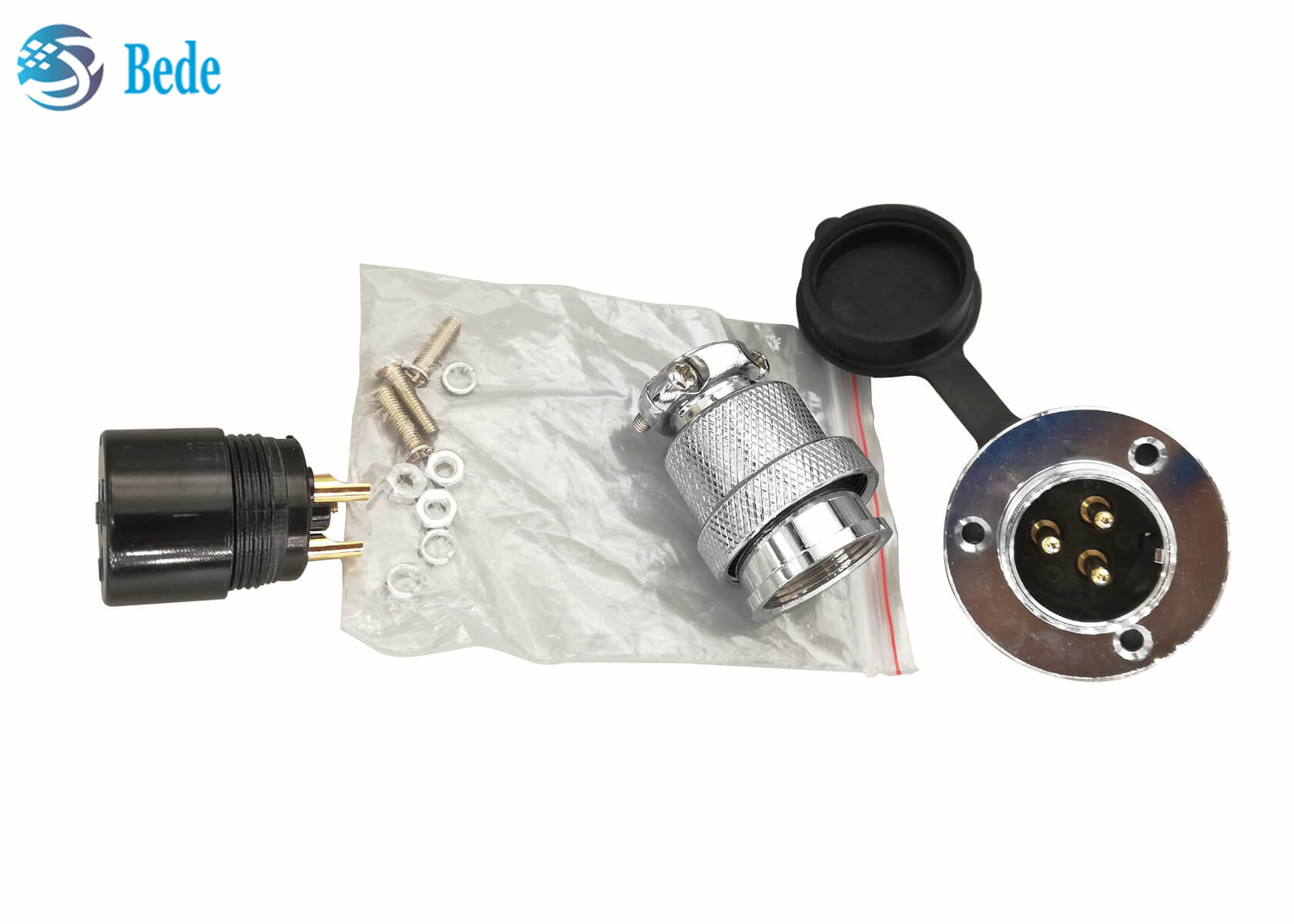 M25 Circular Aviation Connector 4 Pin With Round Flange And Dust Cover ...