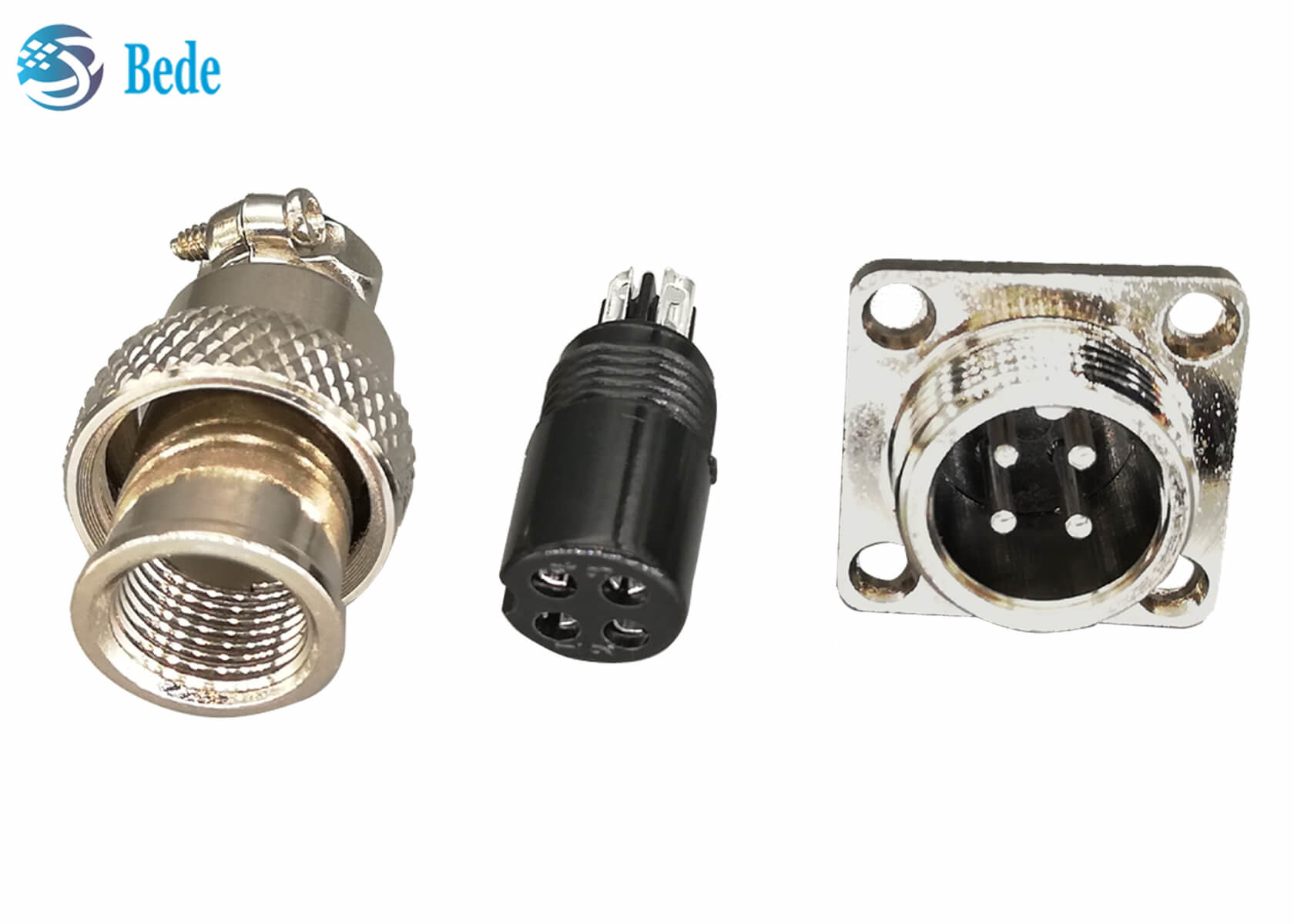 2 3 4 Pin GX12 Aviation Connector With Square Flange Male And Female Sets