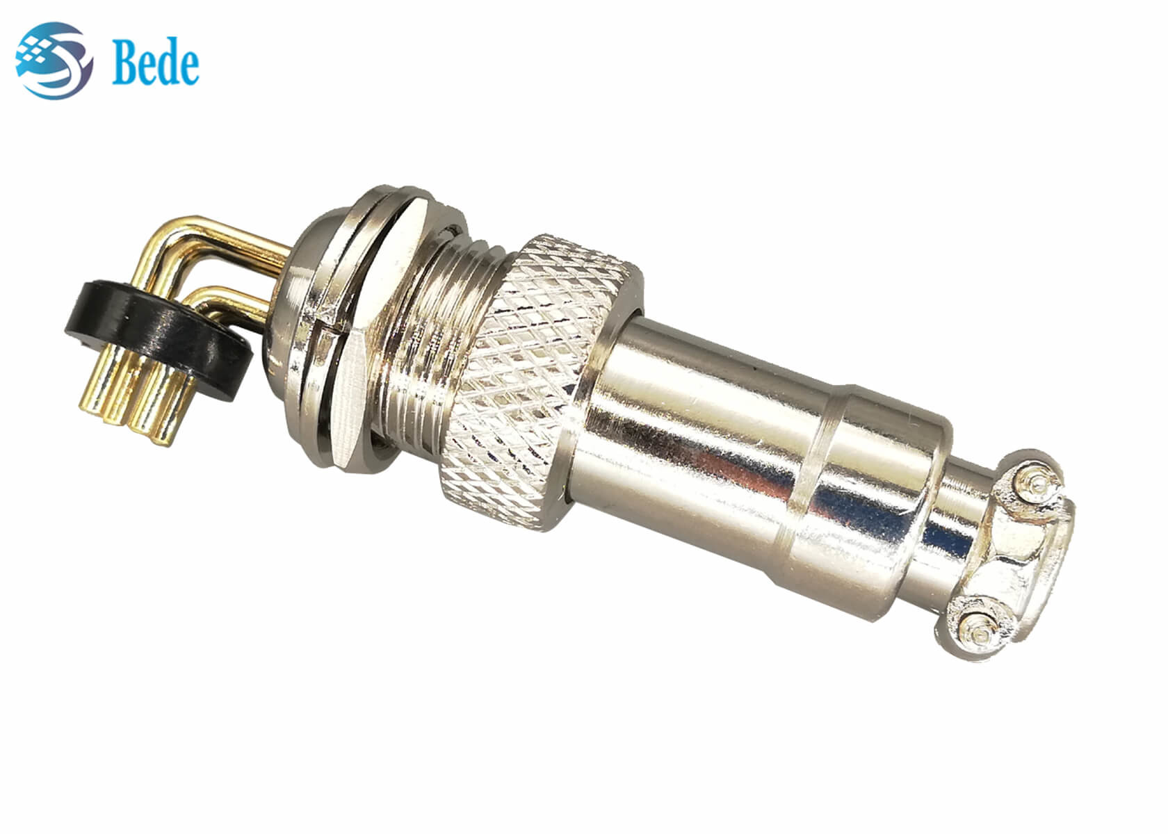 2~7 Pin PCB Welding GX12 Aviation Connector With Right Angle Pins 3A 200V