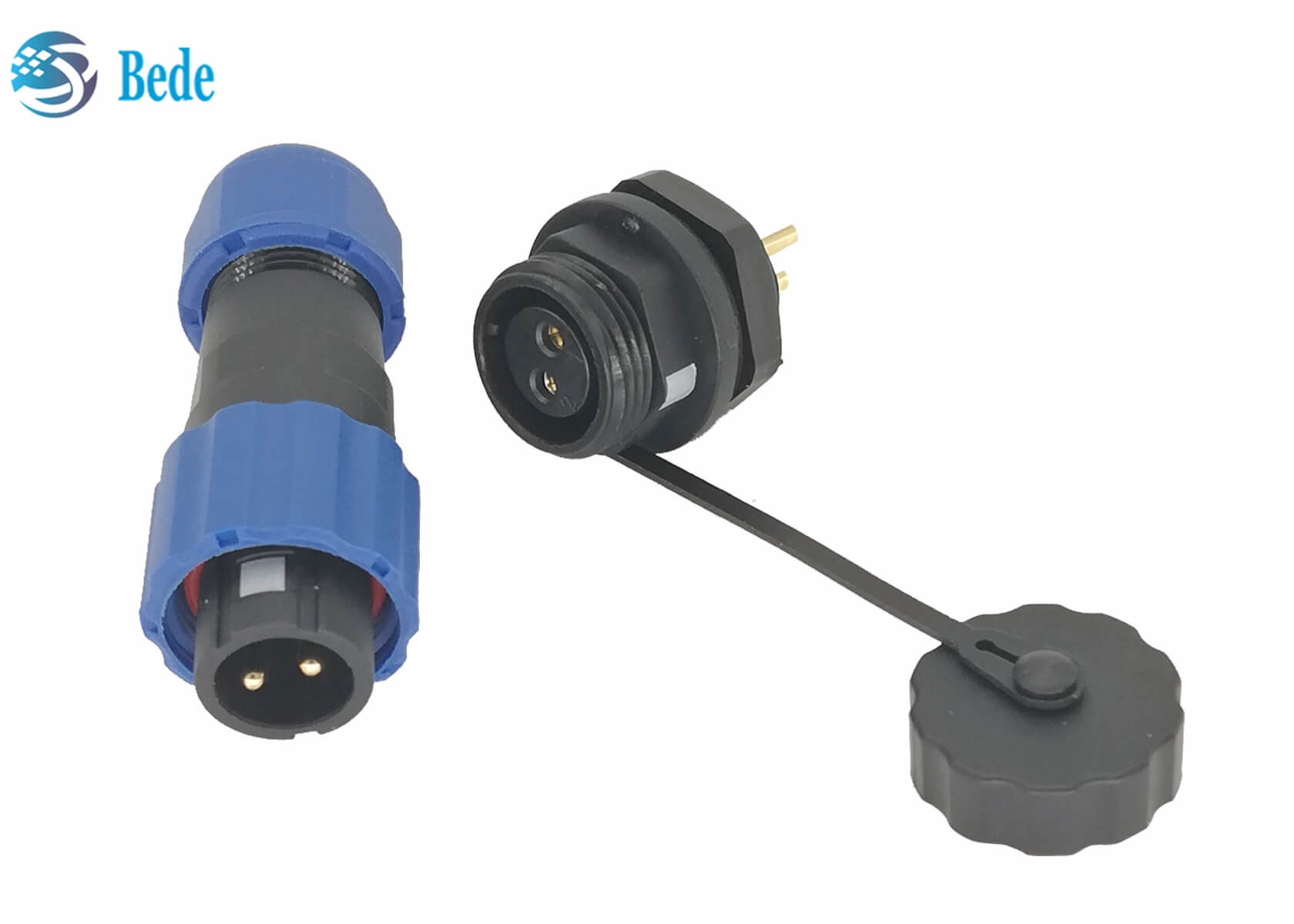 Ip68 Waterproof Power Cable Connector , 2 Pin M13 Panel Mounting Connector