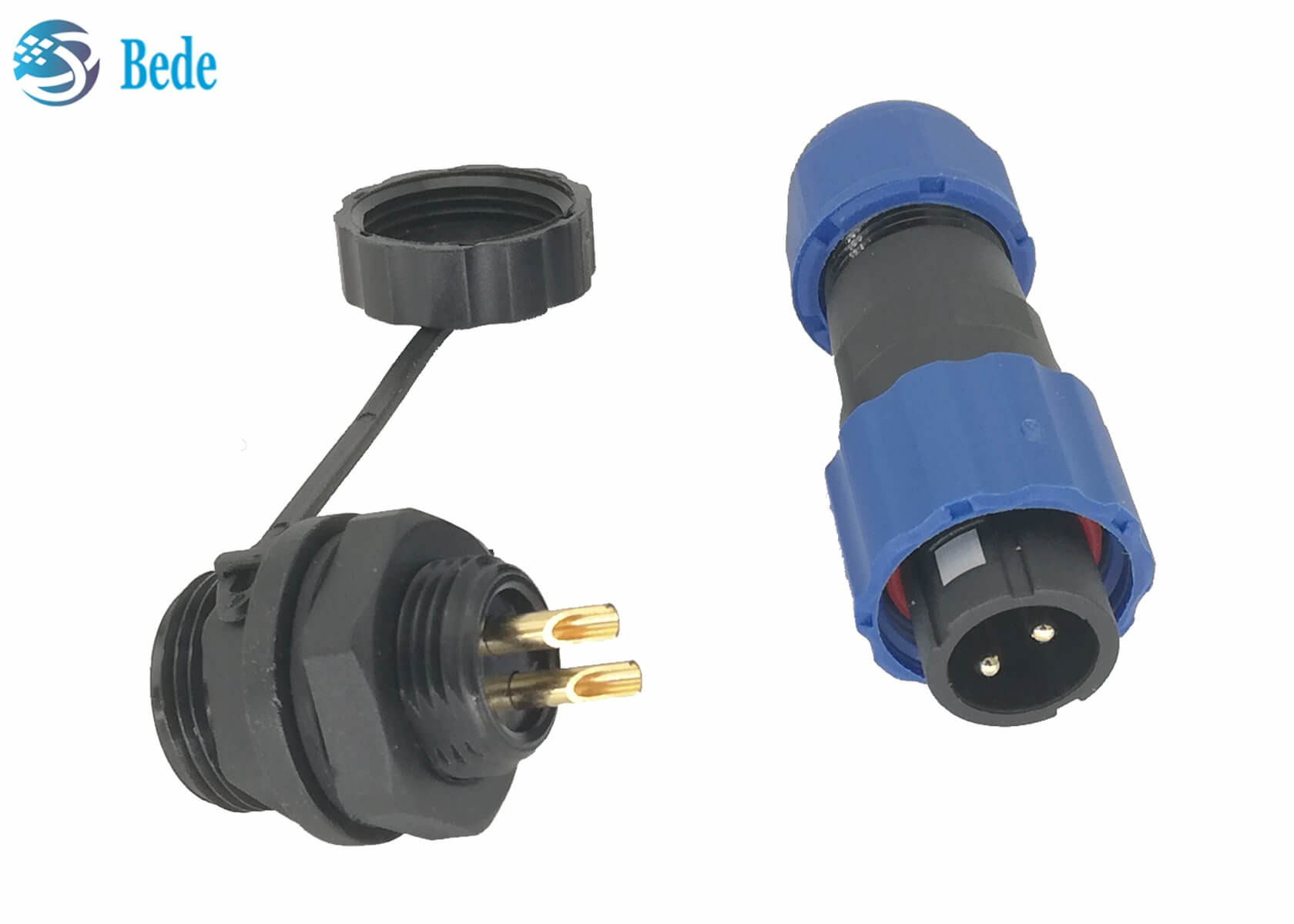 Ip68 Waterproof Power Cable Connector , 2 Pin M13 Panel Mounting Connector