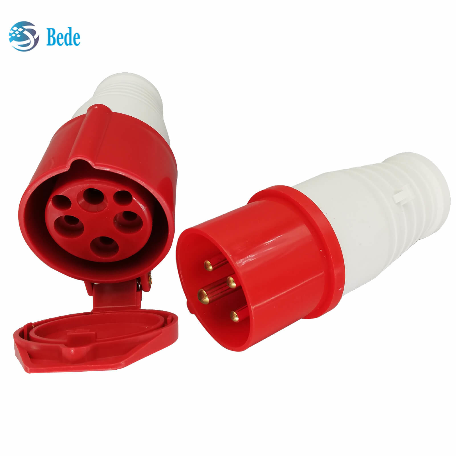 AC 380-415V 16A Industrial Power Connector IP44 Waterproof 4Pin 3 Phase 3P+E Red