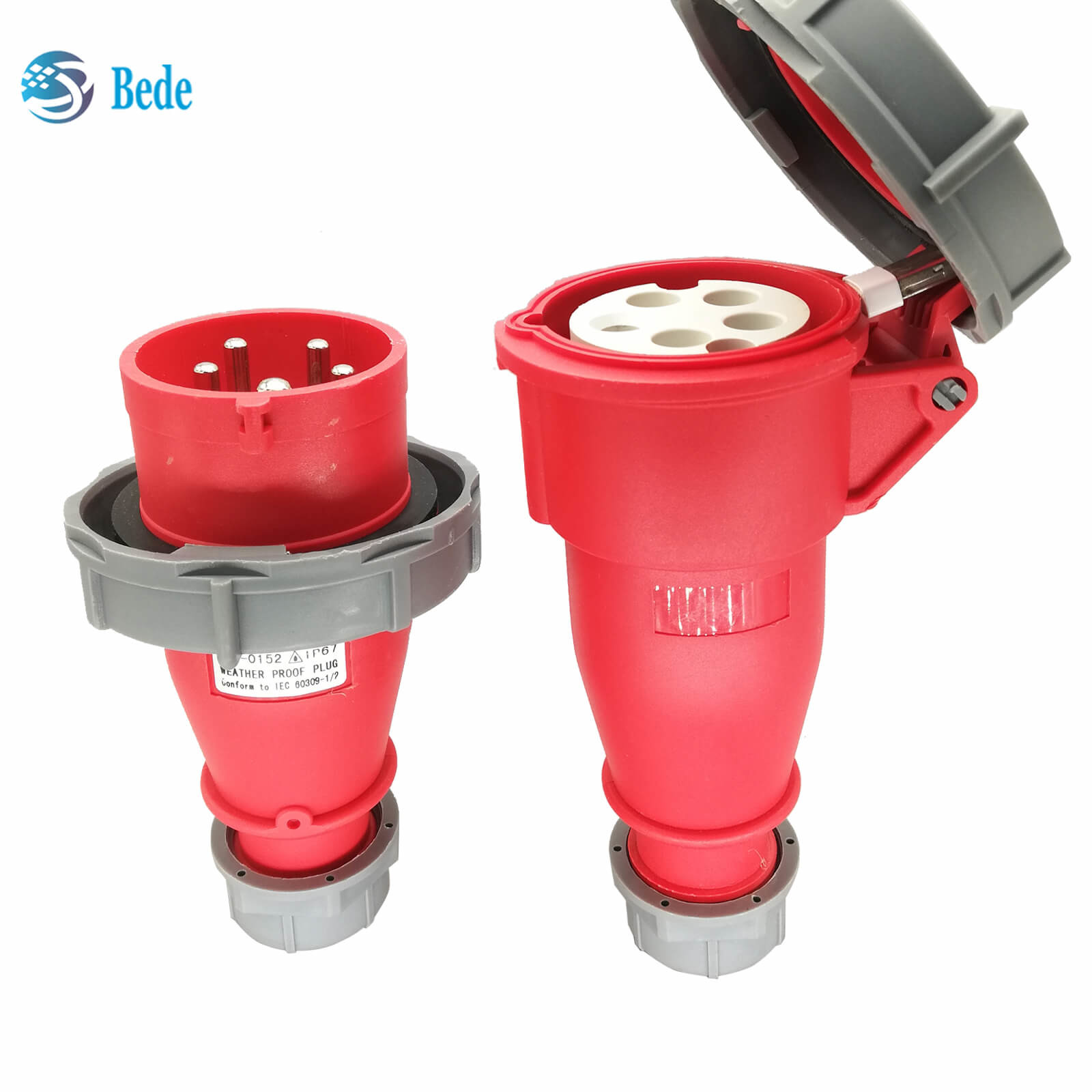 3P+N+E Industrial Plug & Socket 5 Pins IP67 AC220-415V 16 And 32 Amp ...