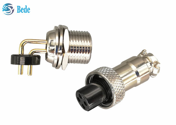 2~7 Pin PCB Welding GX12 Aviation Connector With Right Angle Pins 3A 200V
