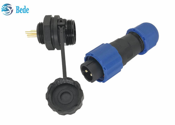 Ip68 Waterproof Power Cable Connector , 2 Pin M13 Panel Mounting Connector