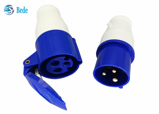 Single Phase Industrial Plug And Socket P+N+E Blue Color 220-250V 16A ...