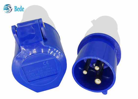 Single Phase Industrial Plug And Socket P+N+E Blue Color 220-250V 16A ...