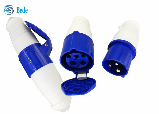 Single Phase Industrial Plug And Socket P+N+E Blue Color 220-250V 16A ...