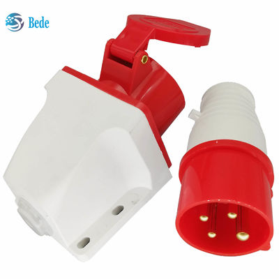 Male Female Electrical Socket 4 Pins 3P+E 380~415V 16Amp Wall Mounting ...
